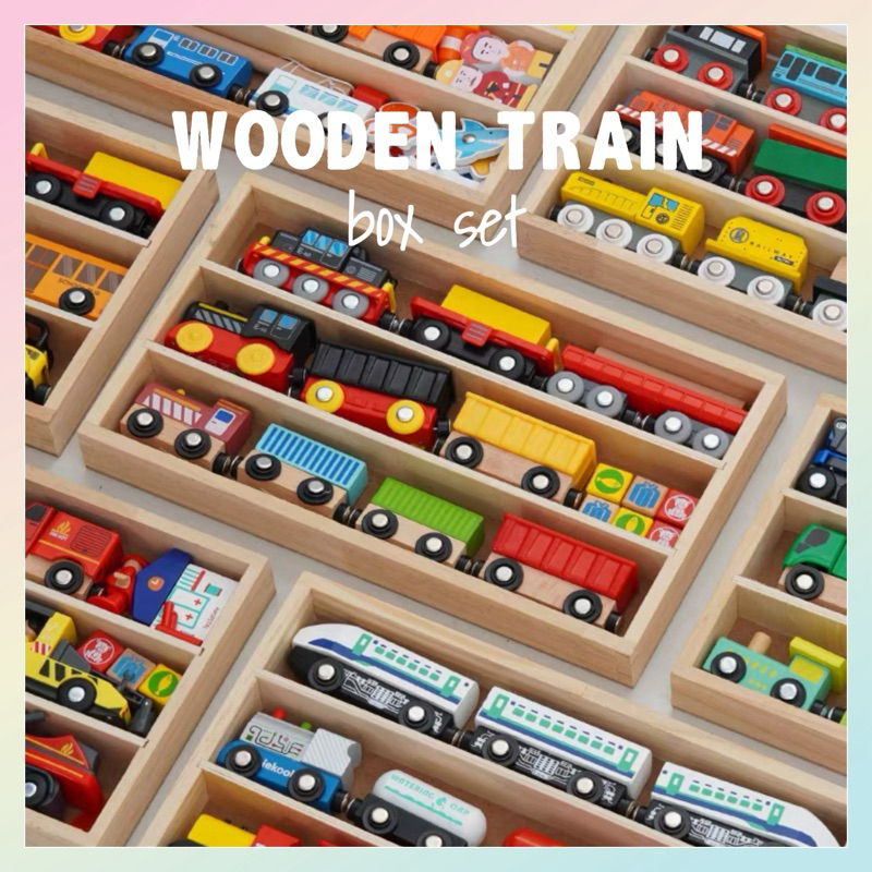 [MUMof2boys] Wooden Train Set for Kids Electric & Push Trains Buildable ...