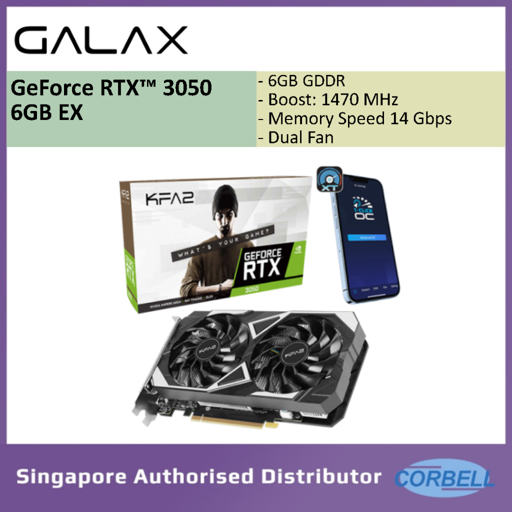 GALAX GeForce RTX™ 3050 6GB EX 6GB GDDR6 Graphics Card 96-bit DP*3/HDMI ...