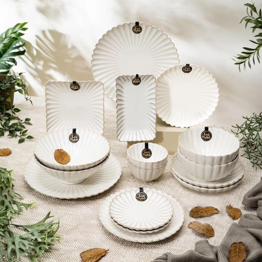 Table Matters - White Scallop 16PCS Dining Set [Plate | Bowl | Serving ...