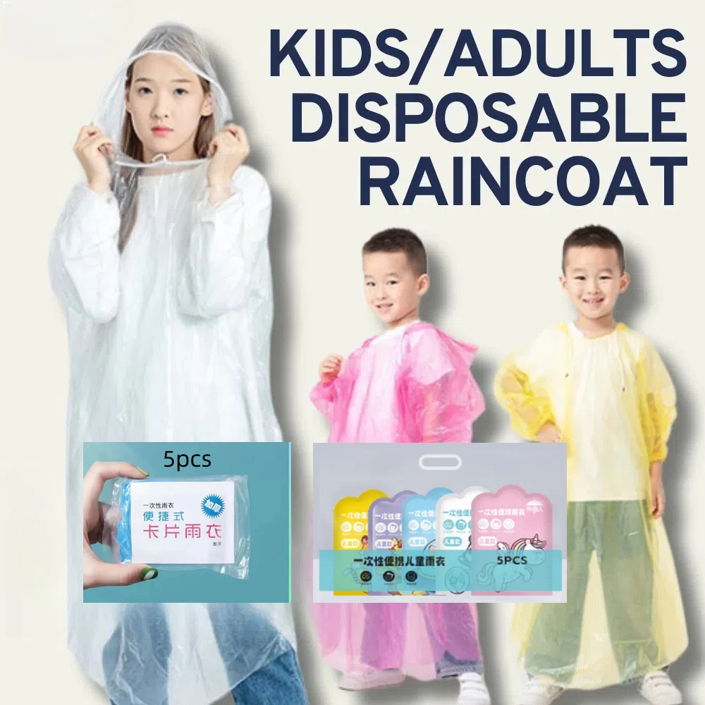 SG stock Adult Kids card Disposable Raincoat Children Unisex Waterproof ...