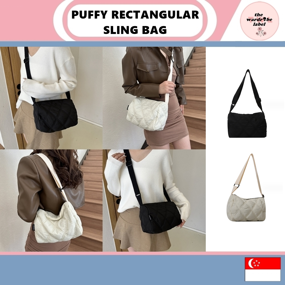 [SG SELLER - TWL] Puffy Shoulder Sling Bag Rectangle Korean Style ...
