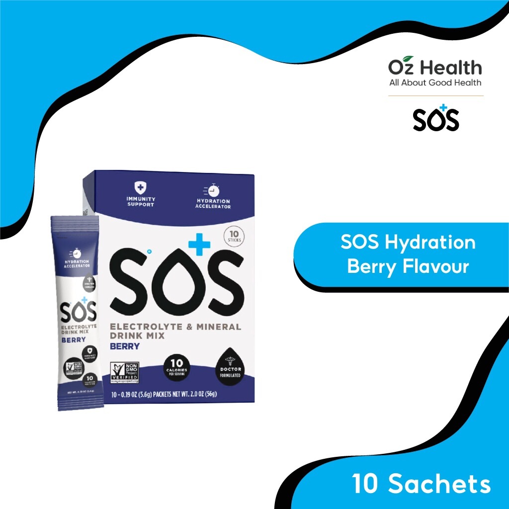 SOS Berry Hydration Electrolyte Drink Mix Sticks, 10 Pack | Boost ...