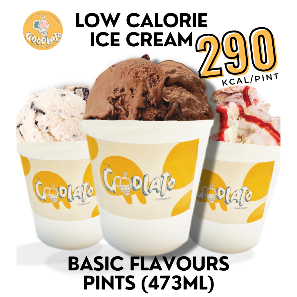[NO SUGAR ADDED] Low Fat Ice Cream - Goodlato BASIC Flavours [473 ml ...