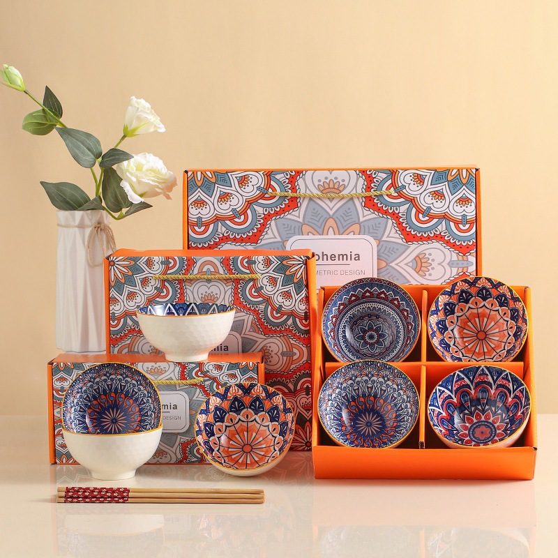 Ceramic Bowl Plate Gift Set Housewarming Wedding Door Gift Chinese New ...