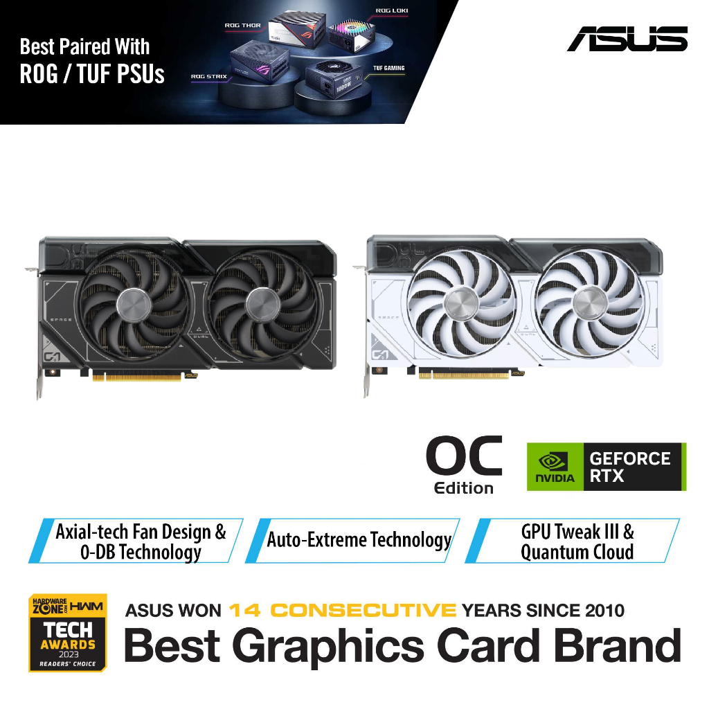 ASUS Dual GeForce RTX™ 4070 SUPER OC Edition 12GB GDDR6X Graphics Card ...