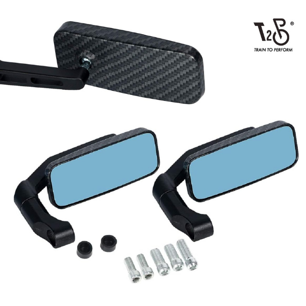 T2P Motorcycle Side Mirrors 360 Degree Adjustable Motorbike Rear View ...