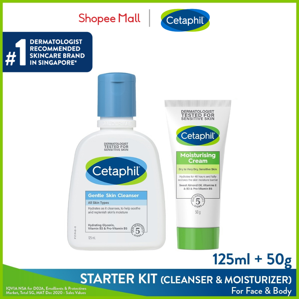 CETAPHIL Starter Kit (Gentle Skin Cleanser 125ml + Moisturizing Cream ...