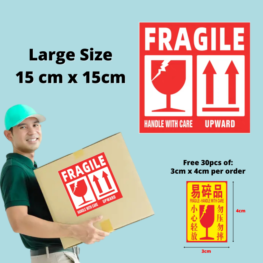 Fragile Sticker 15cm x 15cm | Carton Box Sticker | Parcel Box | Shopee ...