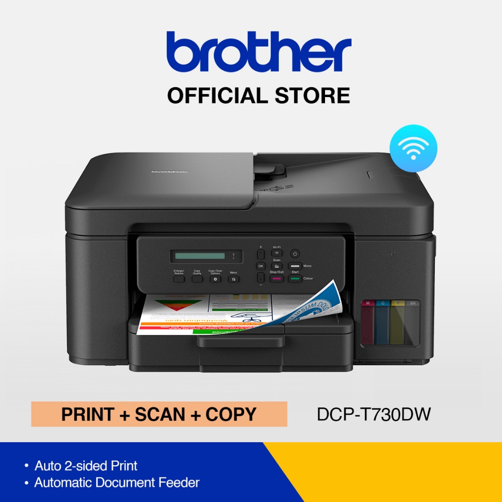 Brother DCP-T730DW A4 3-in-1 Wireless Colour Ink Tank Printer | Refill Ink Tank | Print, Scan ...