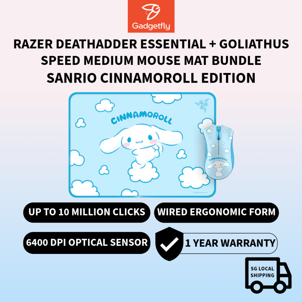 Razer DeathAdder Essential + Goliathus Speed Medium Mouse Mat Bundle ...