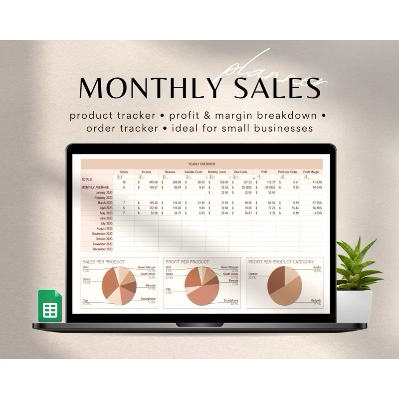 Automated Monthly Sales Tracker Planner Template with Google Sheets ...