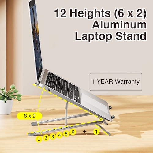 Adjustable aluminum laptop stand double triangular 12 heights (6 x 2 ...