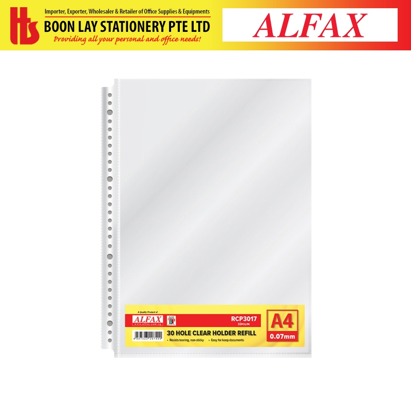 ALFAX RCP3017 Clear Holder Refill 30 Hole A4 0.07mm (10pcs per pack ...