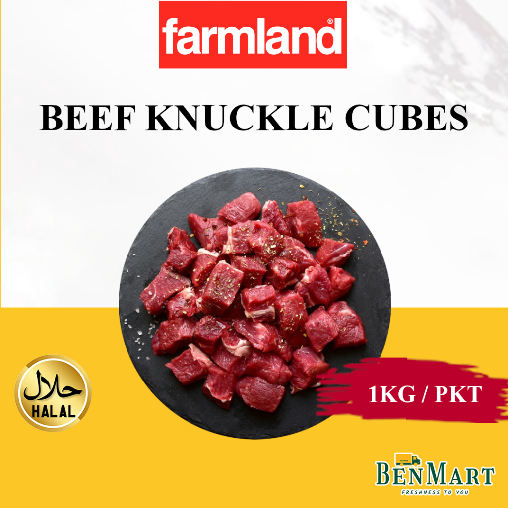 [BenMart Frozen] Farmland Beef Knuckle Cubes 1kg - Halal - Brazil - Cube | Shopee Singapore
