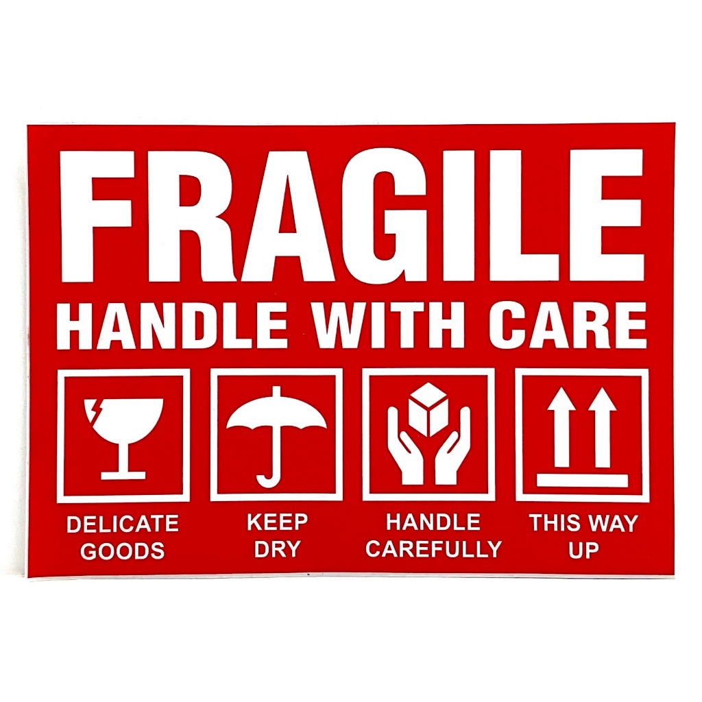 FRAGILE HANDLE WITH CARE STICKER | 210mm x 148mm | WARNING SIGN ...