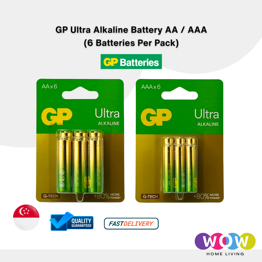 GP Ultra Alkaline Battery AA / AAA 6 Battery Per Pack ( Bundle Of 2, 4, 6 Packs ) | Shopee Singapore