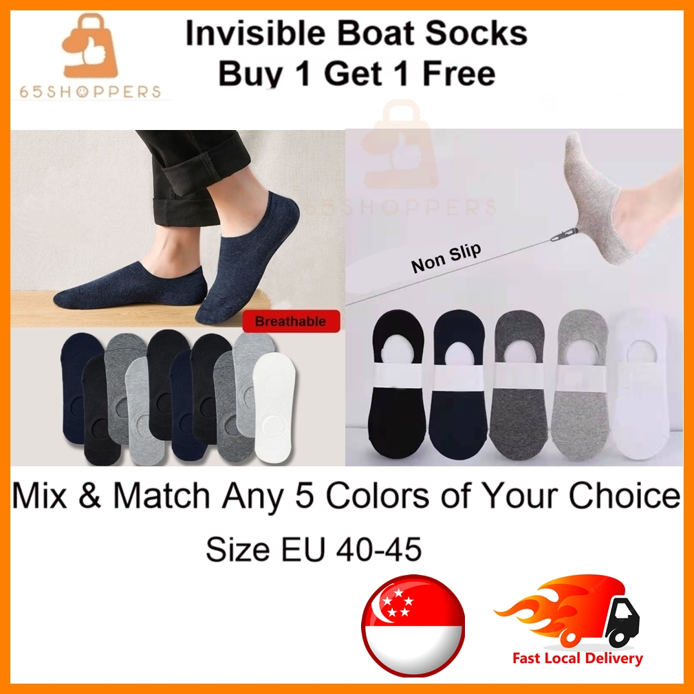 BUY 1 GET 1 FREE Men Invisible Socks boat socks cotton socks breathable ...