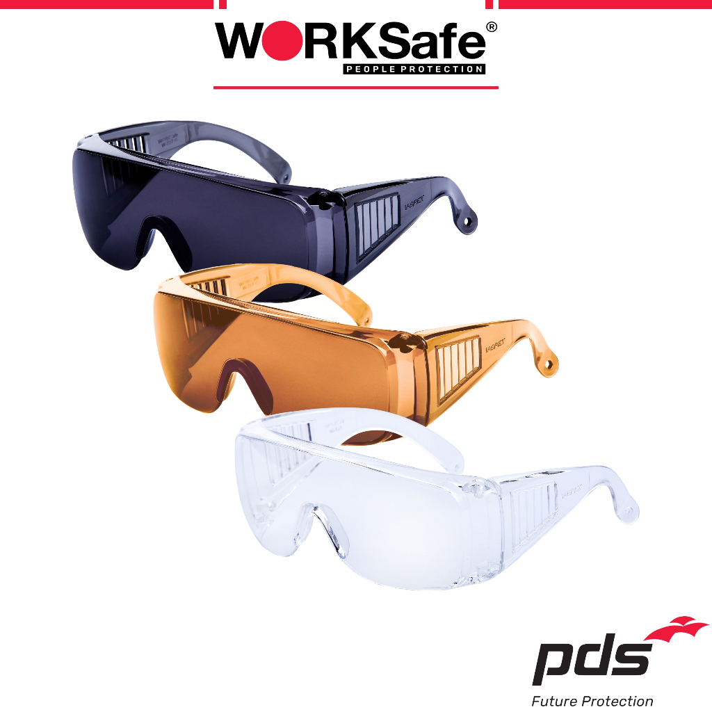 WORKSafe V-Spex EDK1 Safety OTG Goggle Clear Lens Vented Side Shields ...