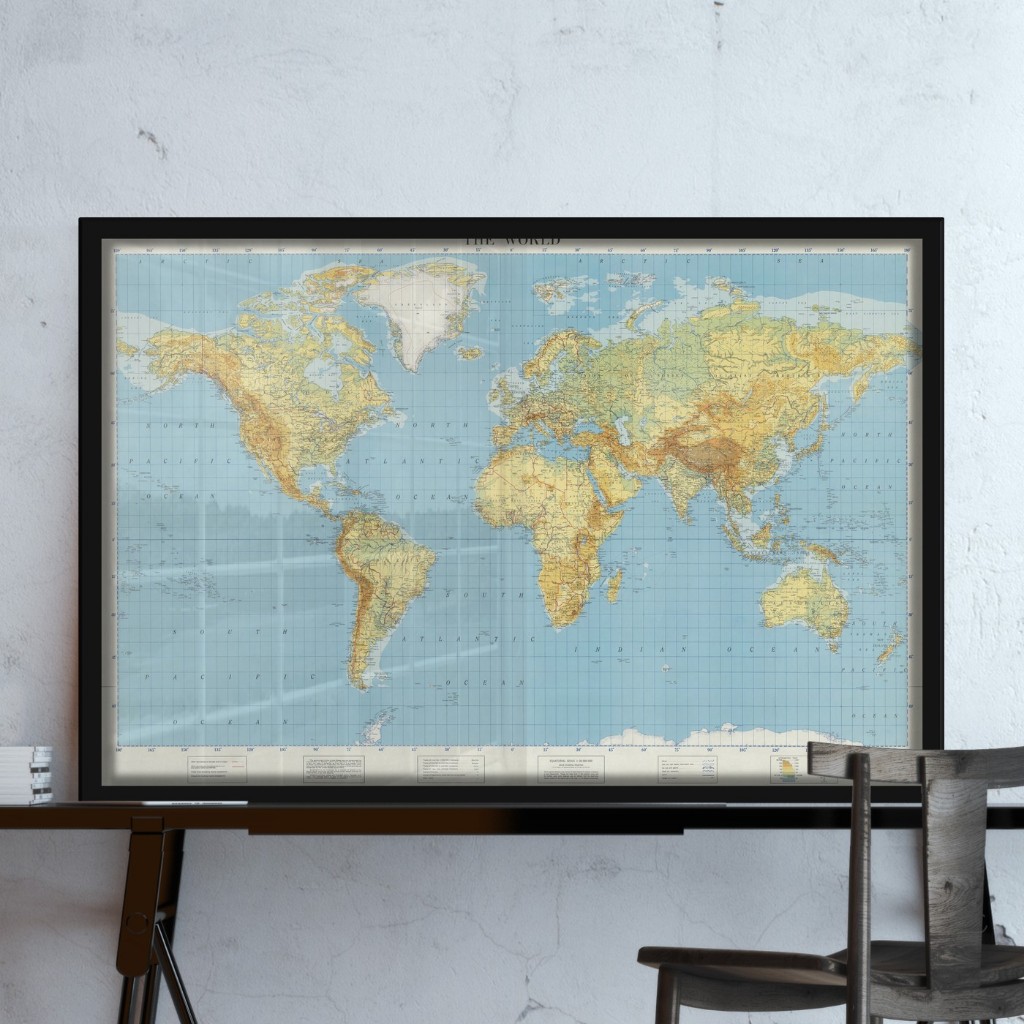 World Map 1947 by American Geographical Society Pinup Wall Decoration ...