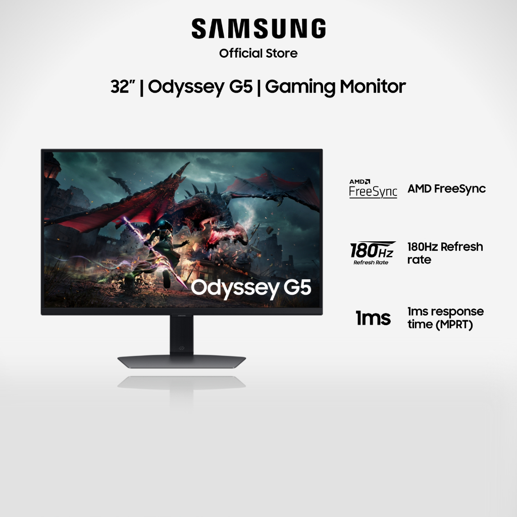 [NEW LAUNCH] Samsung 32" Odyssey G5 G50D QHD 180Hz Gaming Monitor ...