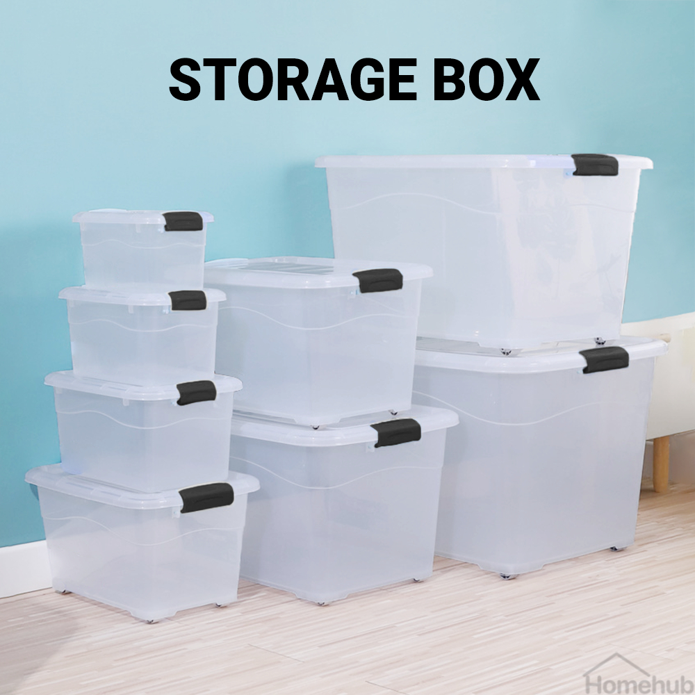 Homehub Storage Box Container Stackable Organiser Transparent Clear ...