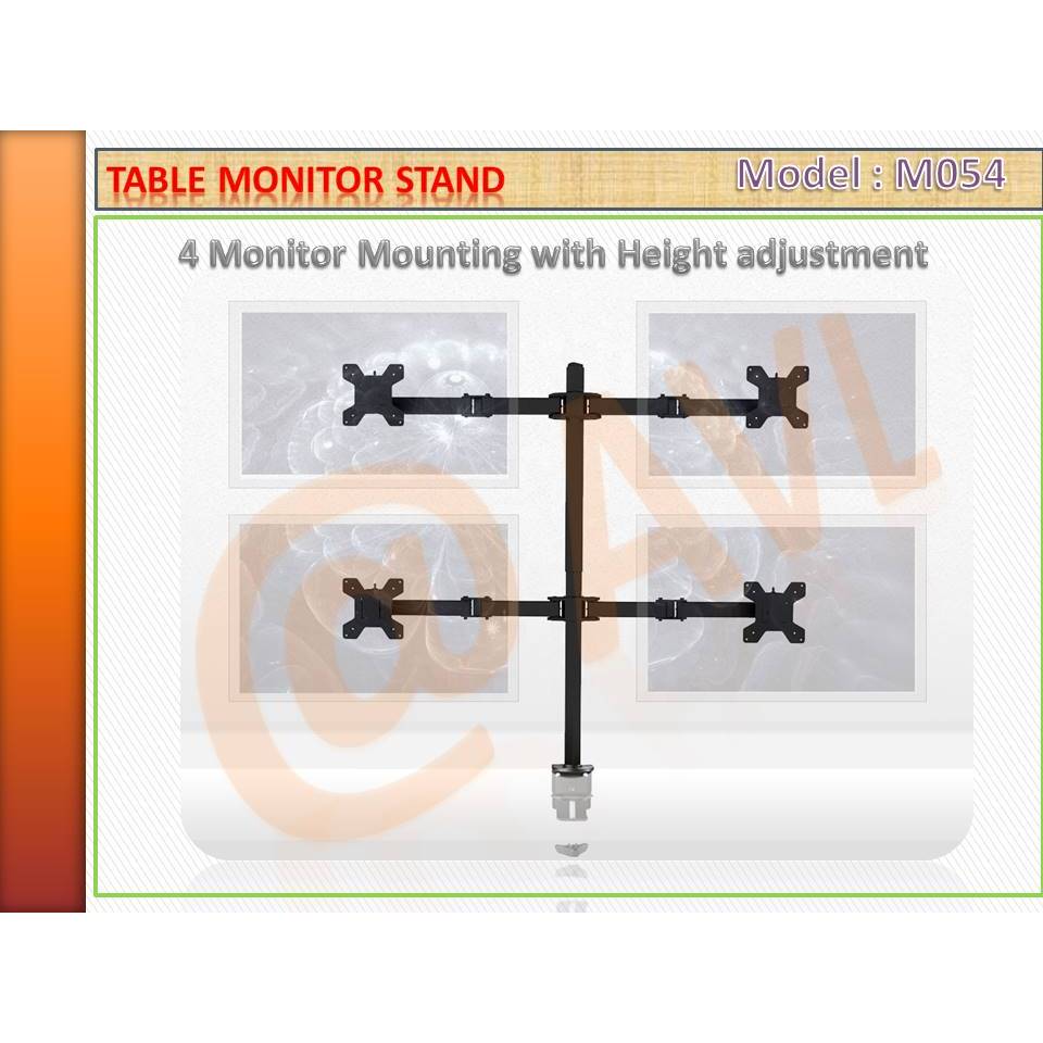 Four Monitors Desk Mount Bracket 4 Screens Table Adjustable Arm Support ...