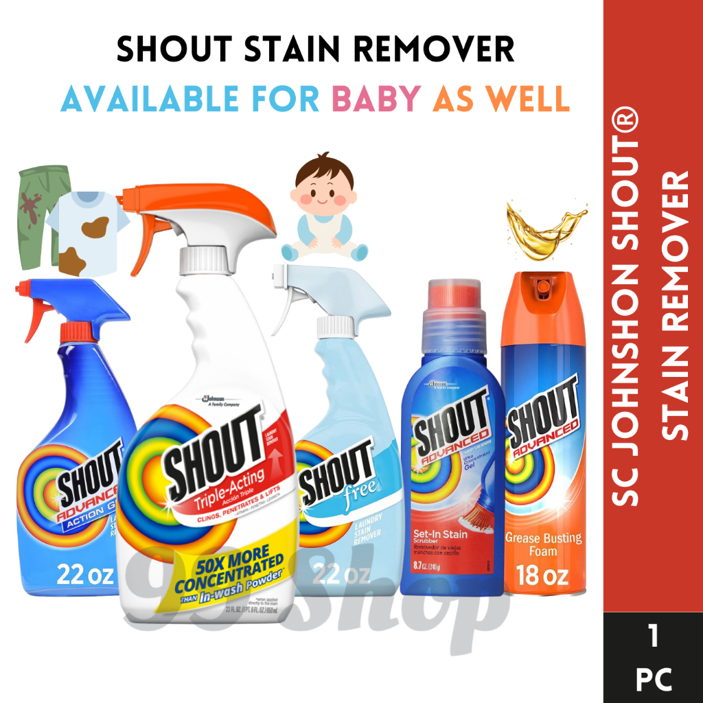 SC Johnson Shout Triple Action Trigger baby Laundry Stain Remover Spray ...