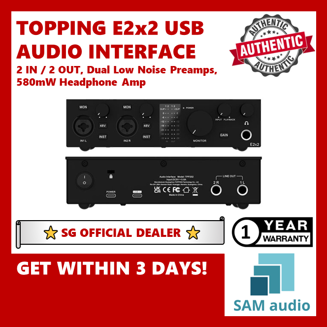 [🎶SG] TOPPING E2x2 HIGH PERFORMANCE USB AUDIO INTERFACE | Shopee Singapore