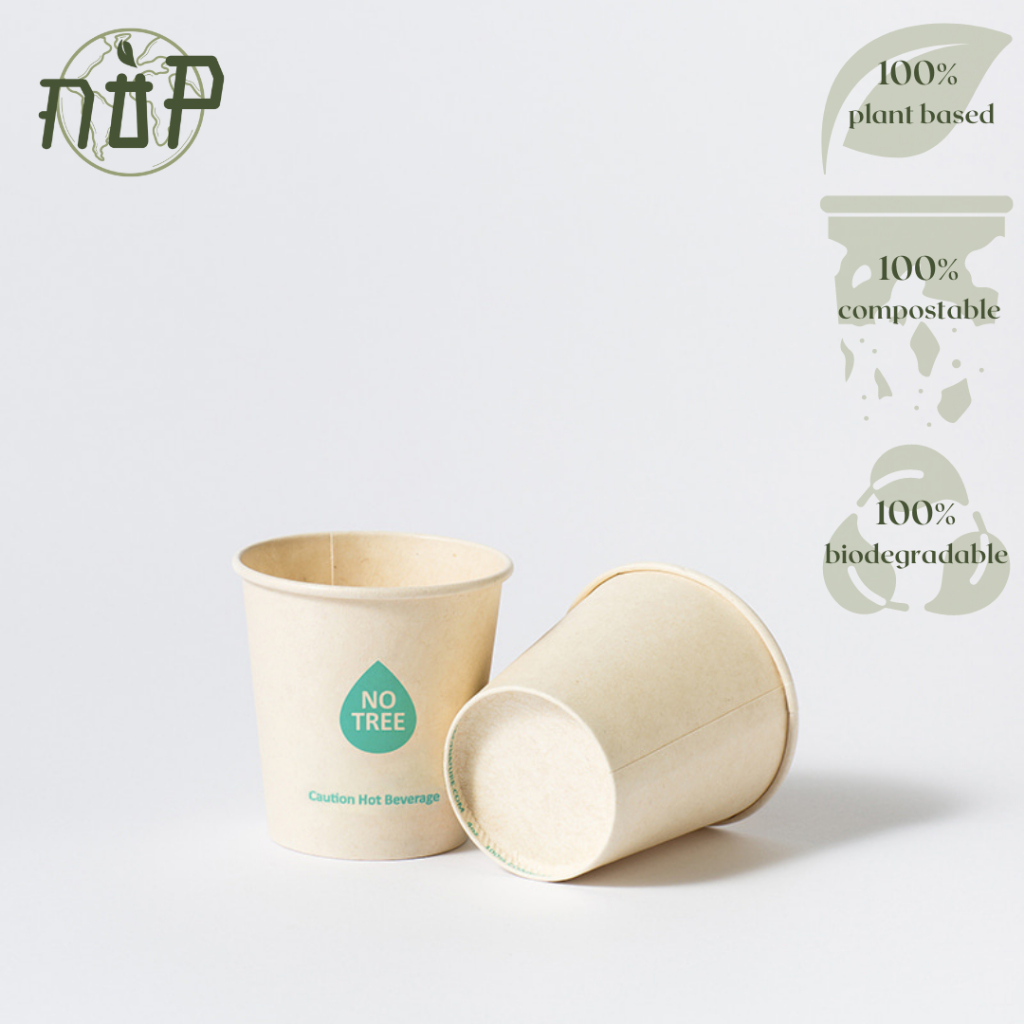 [100/50pcs] Bamboo Disposable Bio Takeaway Hot Cup 4oz / 6 oz / 8oz ...
