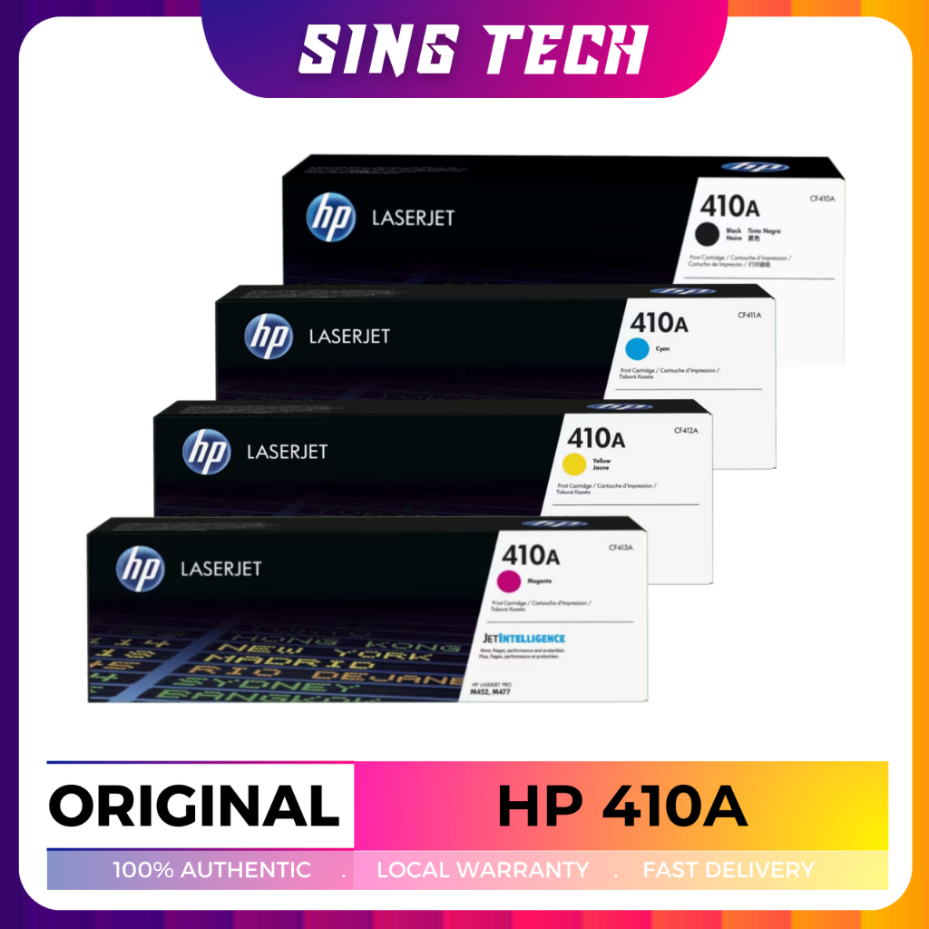 [ORIGINAL] HP 410A Black Cyan Magenta Yellow Toner Cartridge CF410A / CF411A / CF412A / CF413A ...