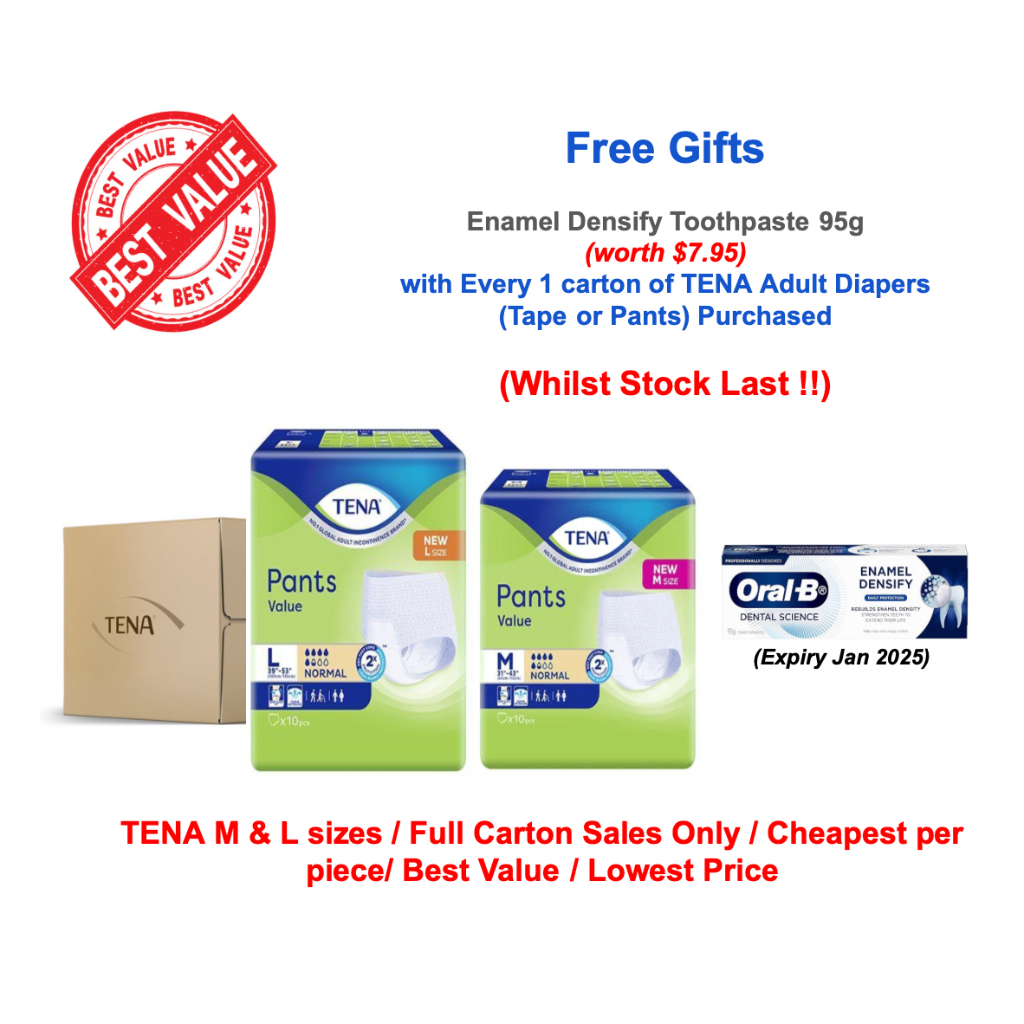 TENA Pants Value Adult Diaper / Sizes M & L / Available in 2 pkts , 4 pkts or 8 Packets | Shopee ...
