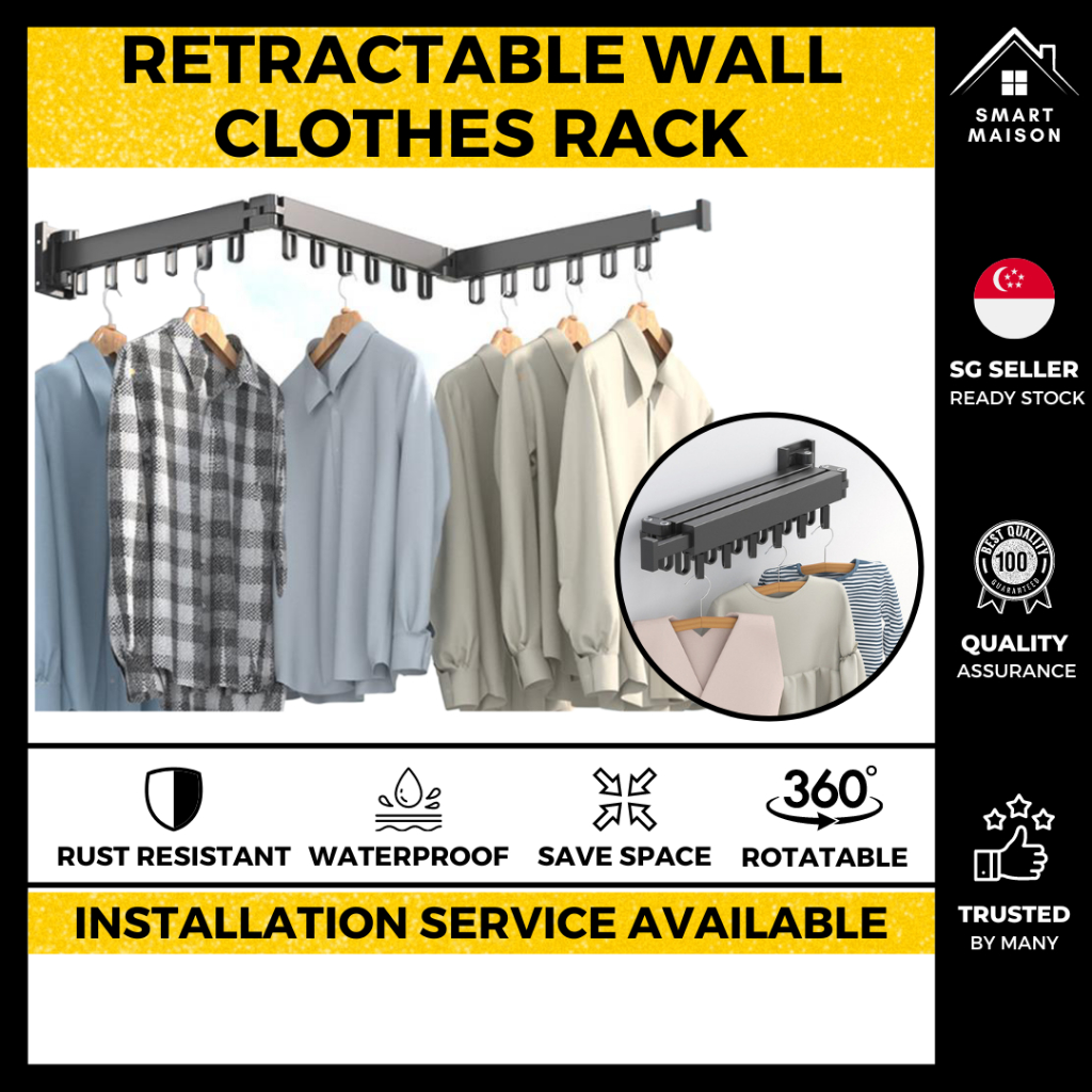 360 Extendable Wall Drying Laundry Rack (Stainless alloy) | Shopee ...