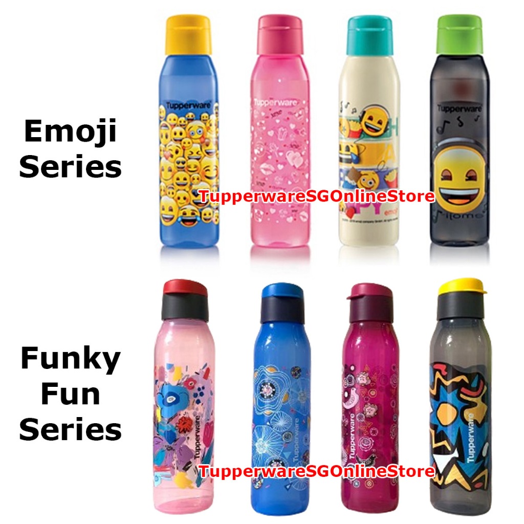 Tupperware 500ml Emoji and Funky Fun Series Flip Top Cap Cover Fancy ...