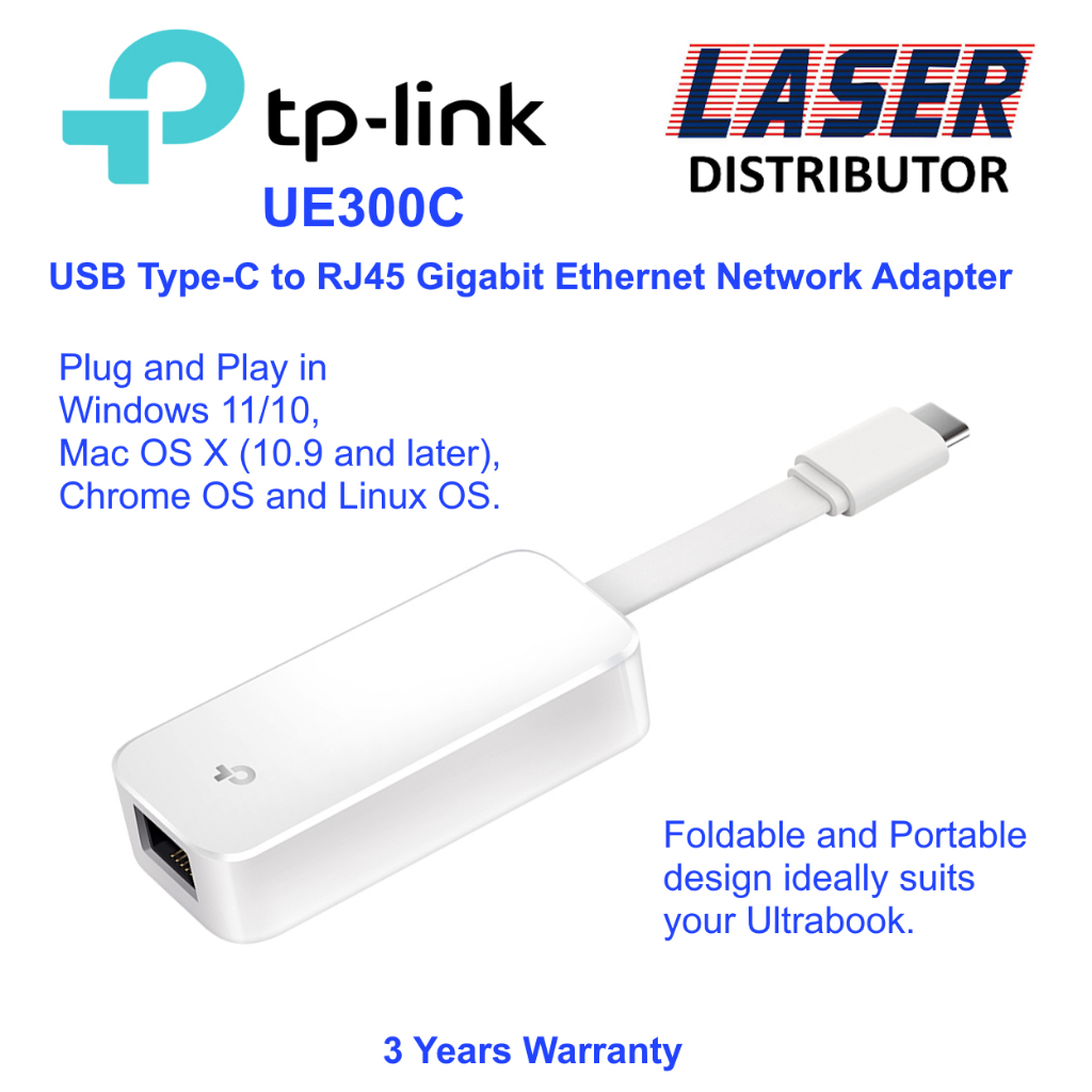 TP-Link UE300C USB Type-C to RJ45 Gigabit Ethernet Network Adapter ...