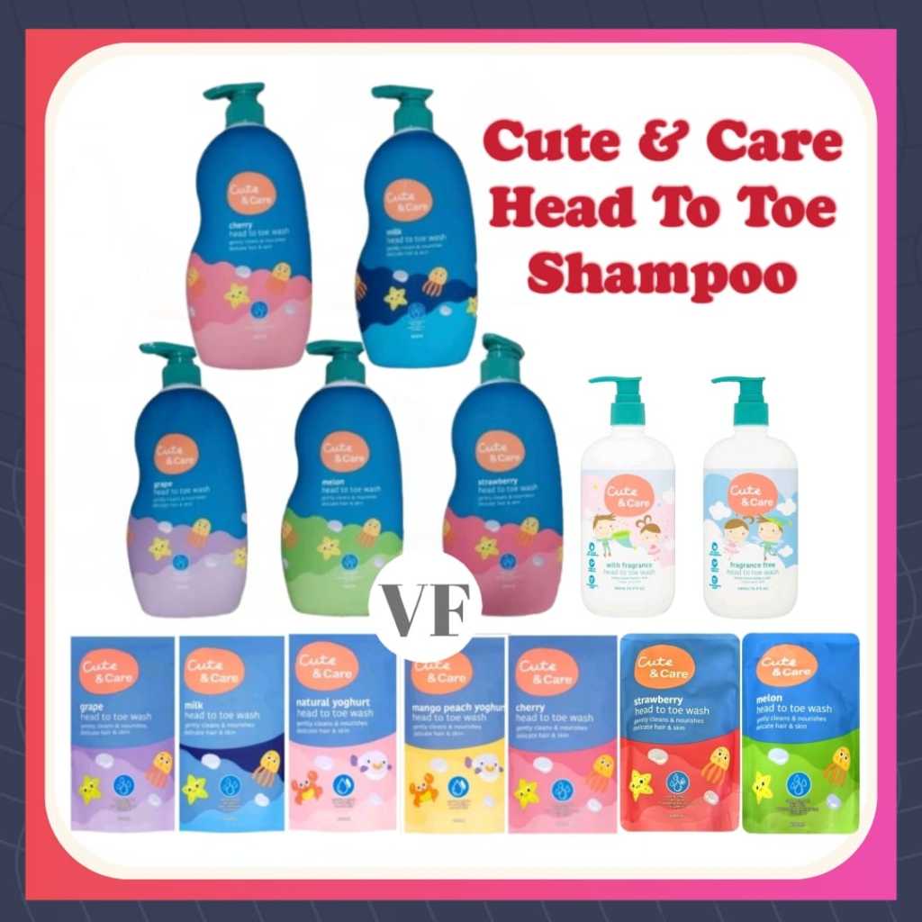 Cute & Care Head to Toe Yoghurt Shampoo 850ml/600ml Refill & Head To ...