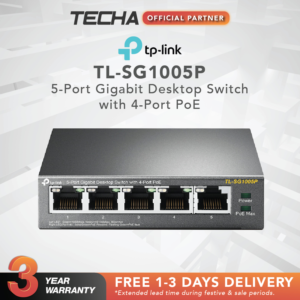 TP-Link TL-SG1005P | 5-Port Gigabit Desktop Switch with 4-Port PoE+ ...