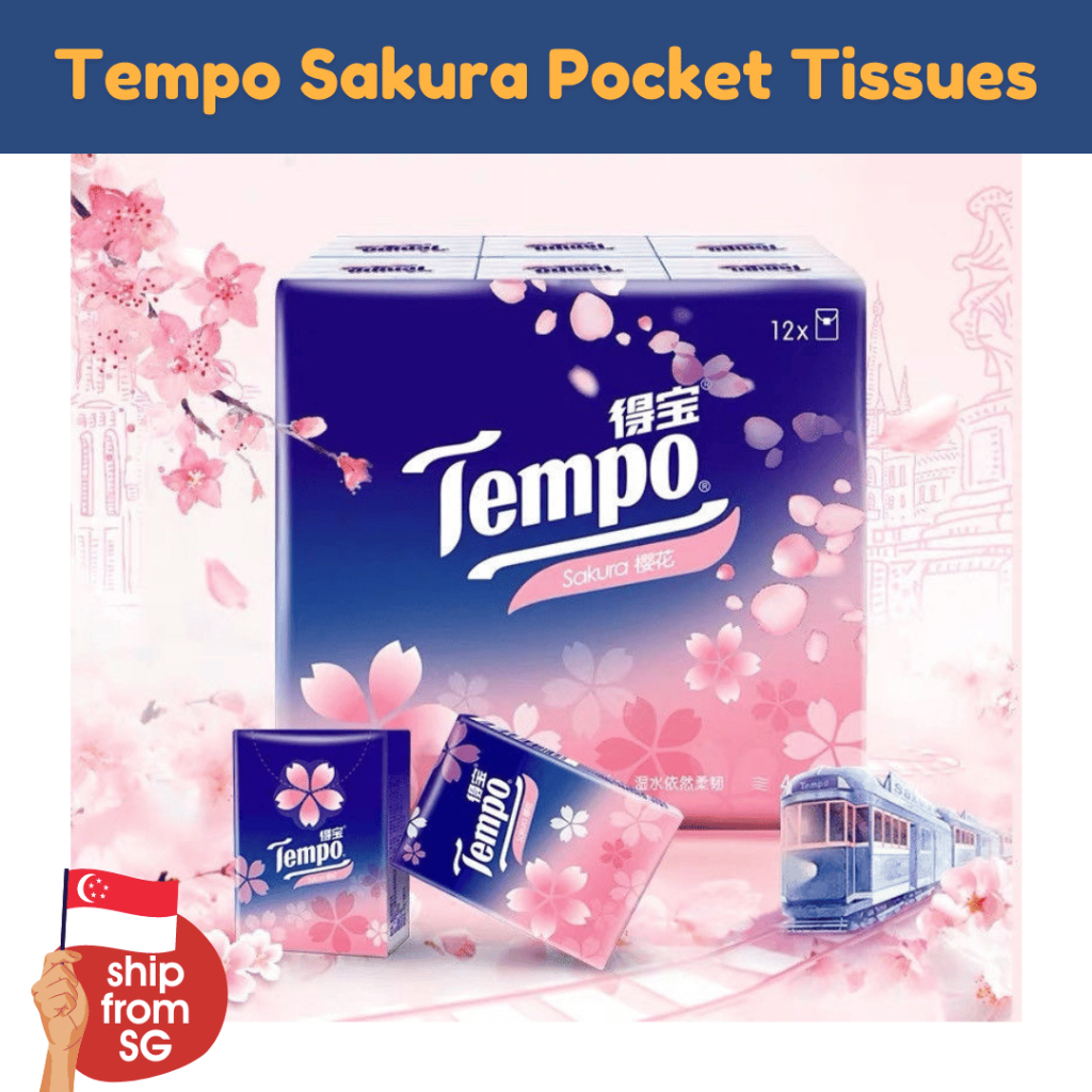 Tempo Pocket Hanky Tissue Sakura Scented 12 Packs x 7 Sheets - 4-ply ...