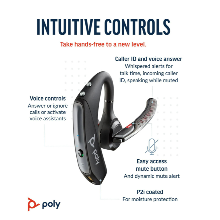 Poly Voyager 5200 UC USB-A Bluetooth Headset +BT700 Adapter 7K2F3AA ...