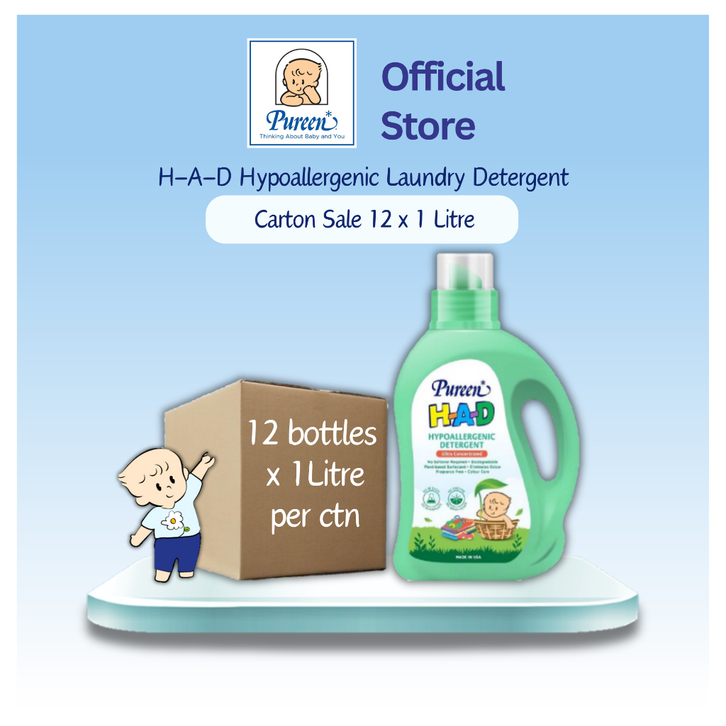 Pureen Hypo-Allergenic Liquid Detergent (H-A-D) 1000ml x 12 Bottles ...