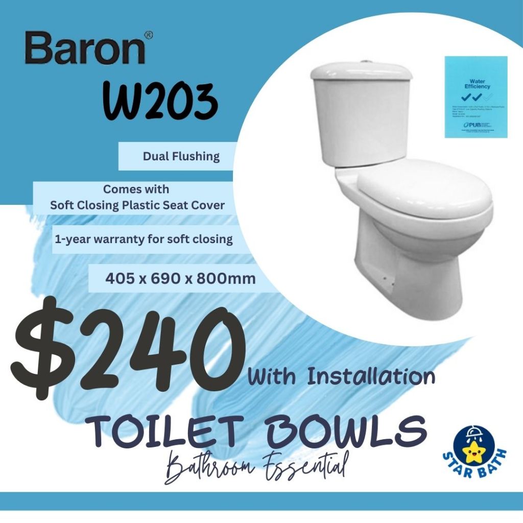 Baron W203 Toilet Bowl with Installation | Shopee Singapore