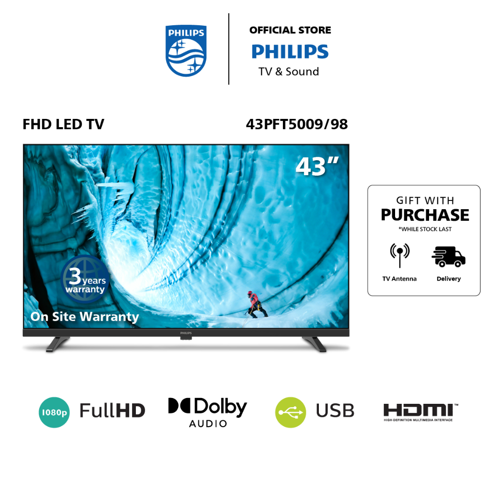 2024 Model Philips 43Inch FHD Slim Non Smart TV 43PFT5009 | 3 years ...