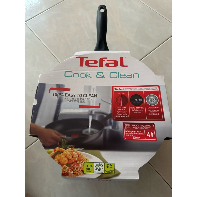 Tefal Cook and Clean Wokpan 28cm with lid | Shopee Singapore