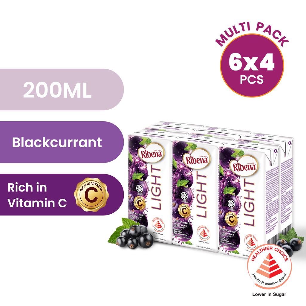Ribena Blackcurrant Less Sweet Light 24X200ml | Shopee Singapore
