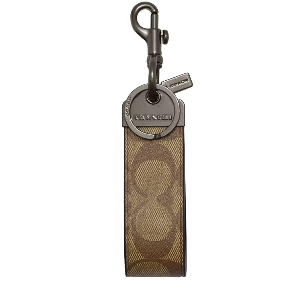 Coach Loop Key Fob In Signature Canvas in Khaki CJ748 | Shopee Singapore