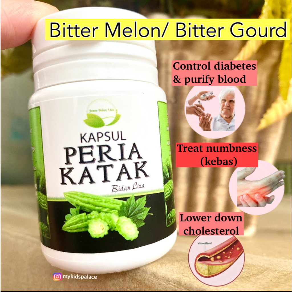 100% Pure Bitter Melon/ Bitter Gourd/ Peria Katak capsules | Shopee ...