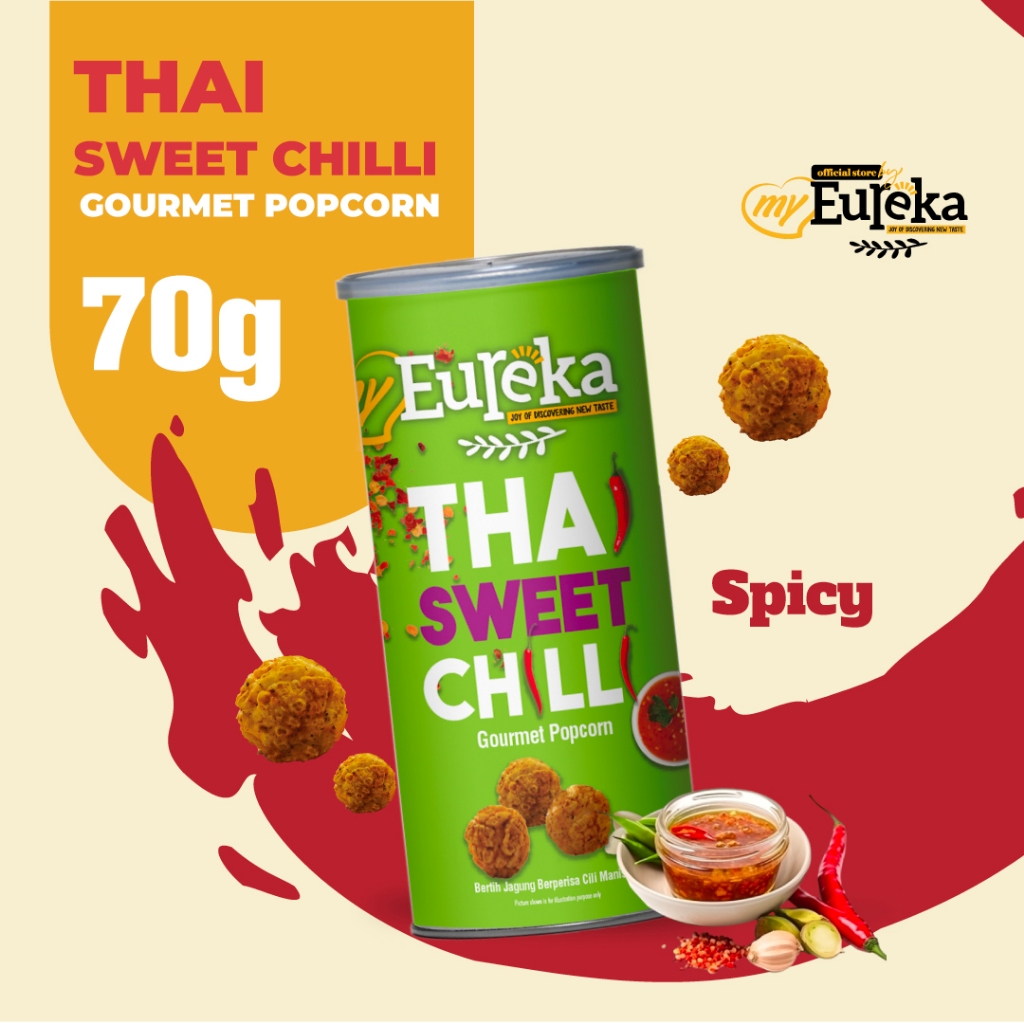 Eureka Thai Sweet Chilli Popcorn 70g Can | Shopee Singapore