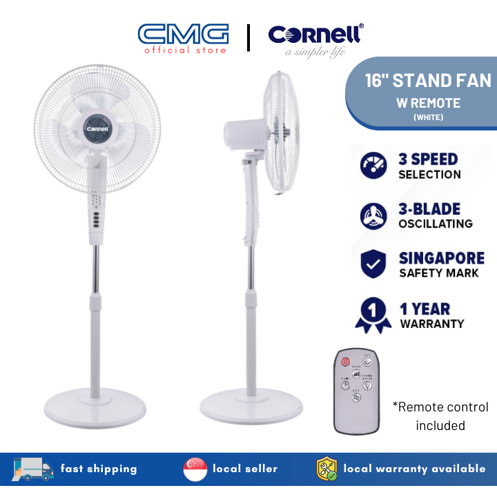 Cornell 16" Stand Fan W/Remote Control (CFNS40TRC) - White | Shopee ...