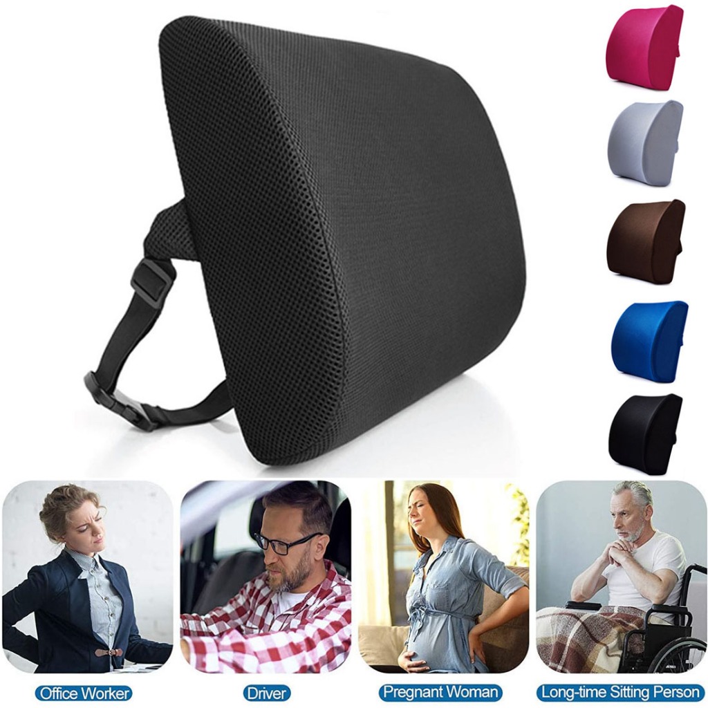 Memory Foam Lumbar Support Pillow for Lower Back Pain Relief Ideal ...