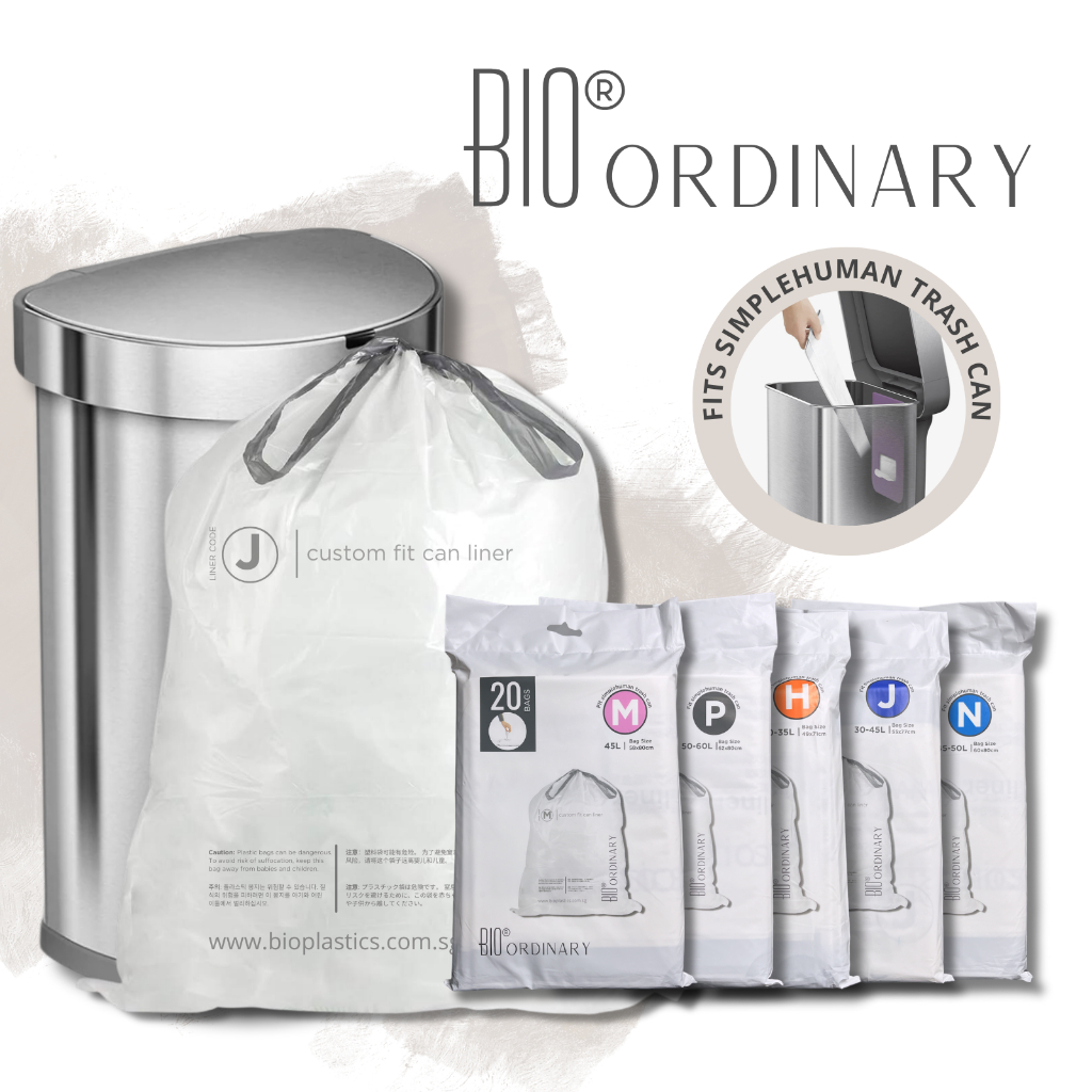 BIO Ordinary Biodegradable Custom Fit Drawstring Trash Bag - Fits ...