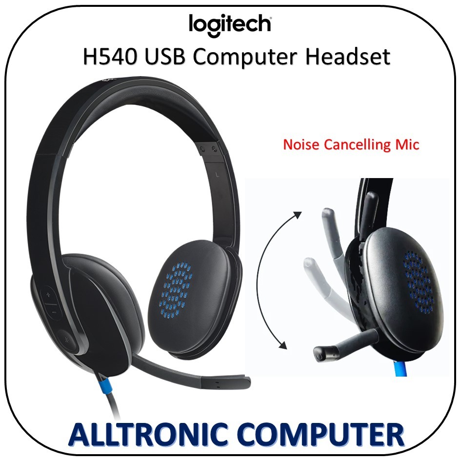 Logitech H540 USB Computer Headset With High-Definition sound and on-ear controls PN 981-000482 ...